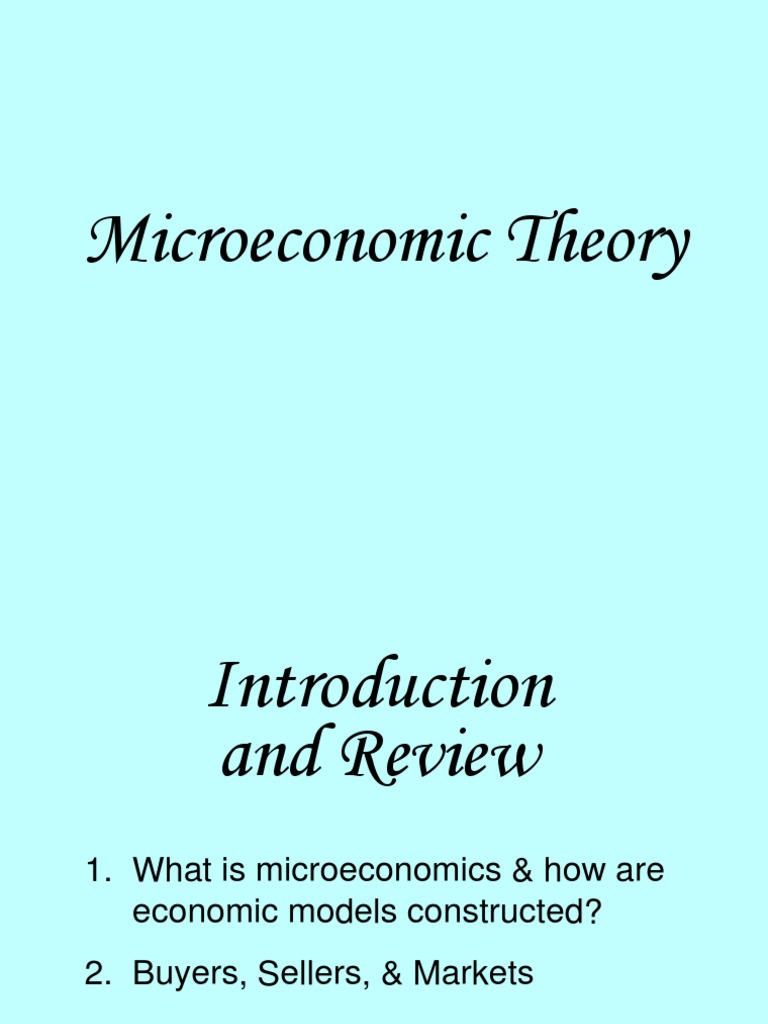 Microeconomic Theory | PDF | Supply And Demand | Supply (Economics)