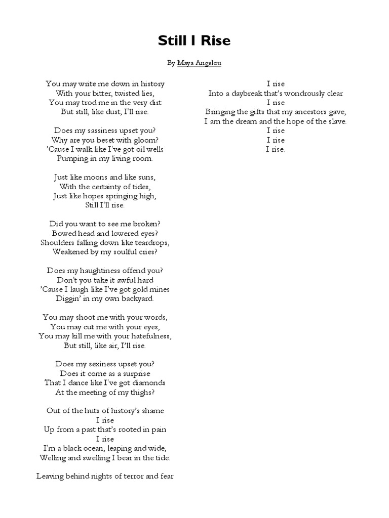 Still I Rise: by Maya Angelou | PDF