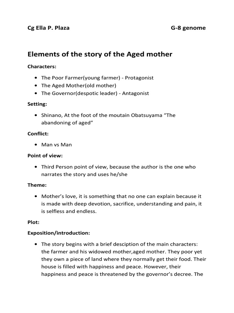 Elements of The Story of The Aged Mother | Download Free PDF | Narration
