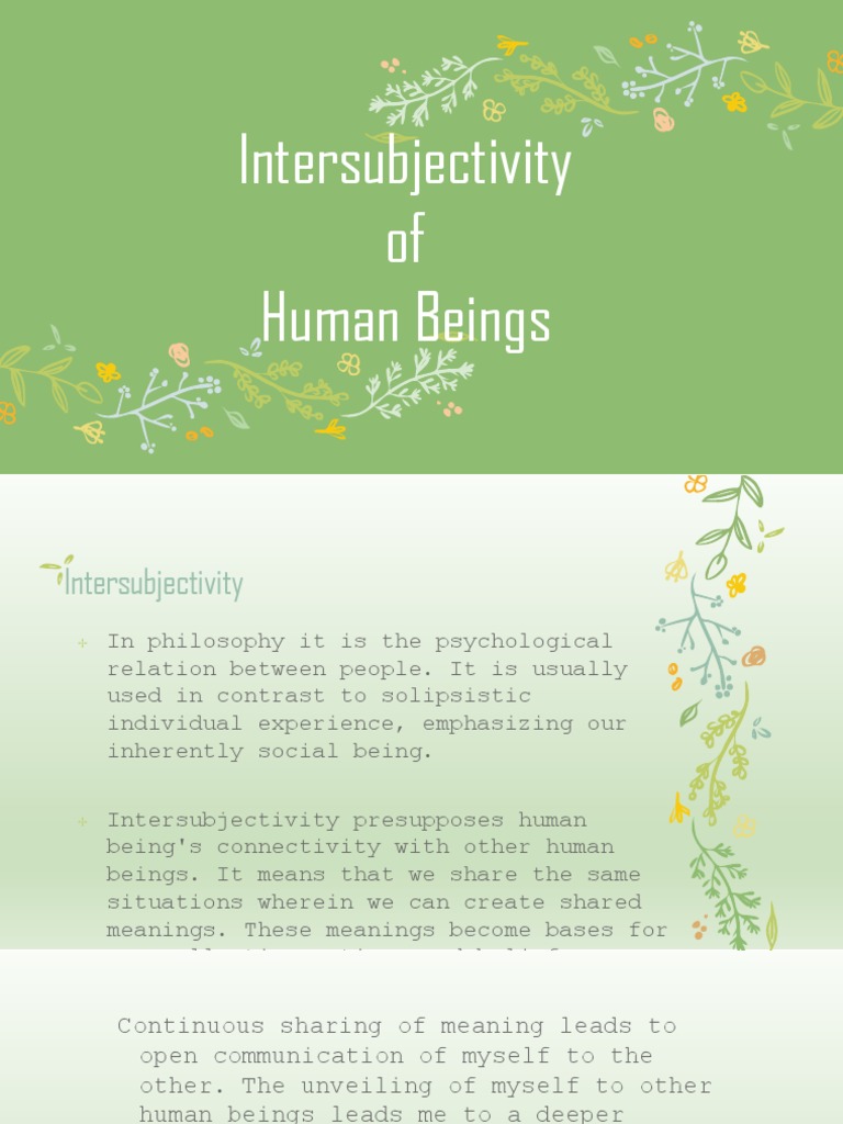 Intersubjectivity of Human Beings | Download Free PDF | Existence ...