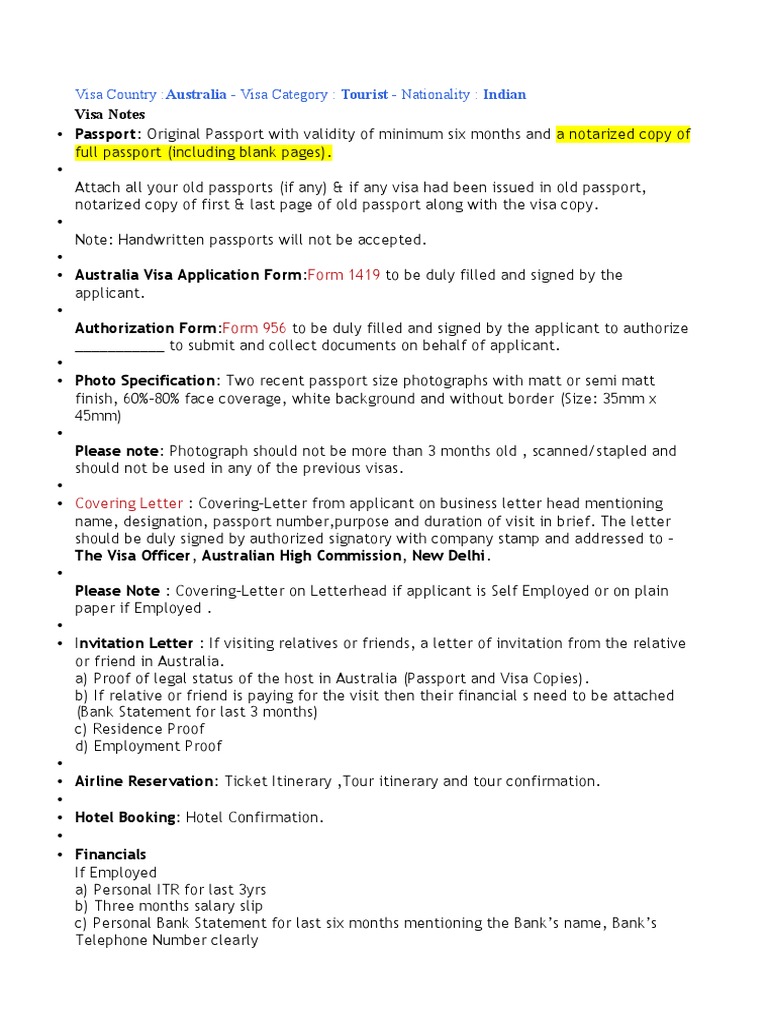Tourist Visa Checklist | PDF | Travel Visa | Passport
