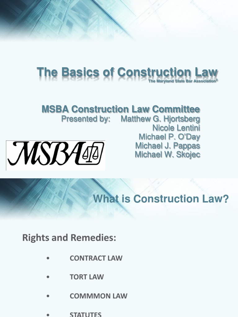 The Basics of Construction Law | PDF | Surety Bond | Business Law