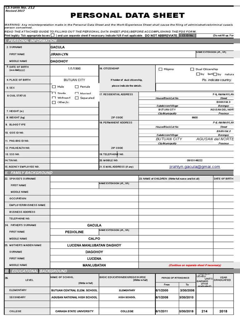 PDS CS Form No 212 Revised2017 | PDF | Crime & Violence | Crime Thriller