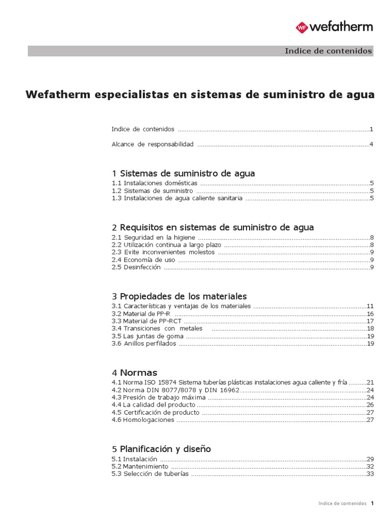 Catalogo Tecnico PPR PDF | PDF | Agua potable | Calidad del agua
