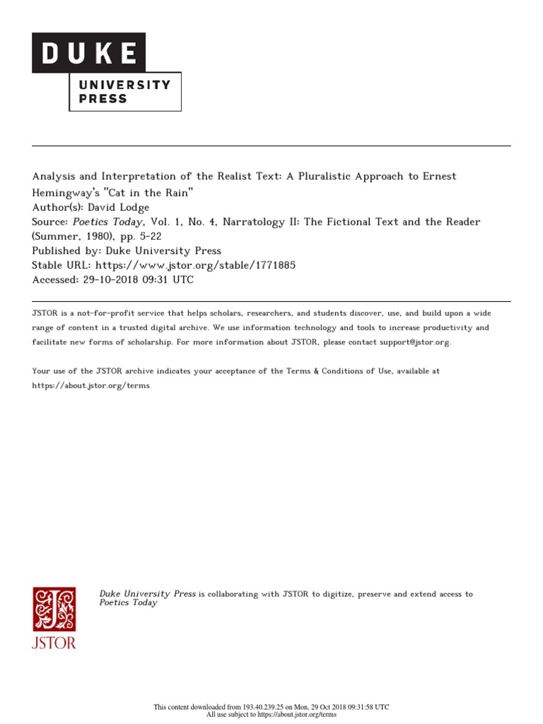 Lodge - Analysis and Interpretation of The Realist Text | PDF ...