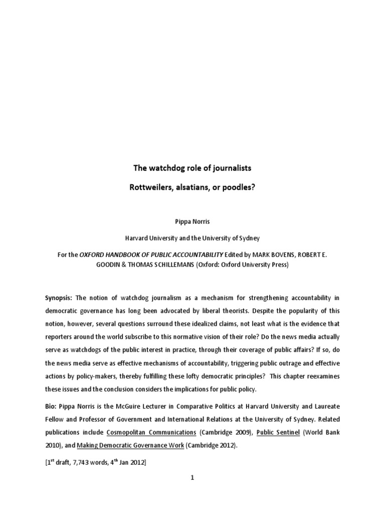 Bovens Et Al Watchdog Journalism - 20170621 | PDF | Journalism | News