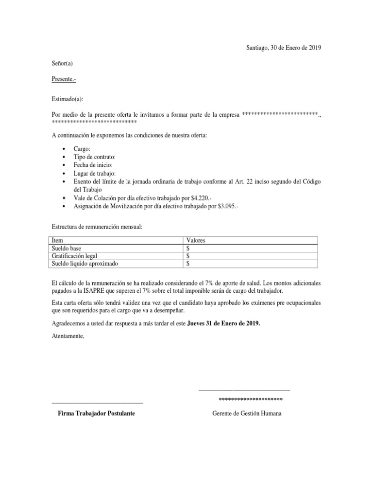 Carta Oferta Formato | PDF