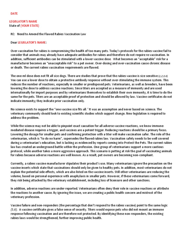 Generic Letter For Policymakers To Amend The Rabies Laws Sept 2019 ...