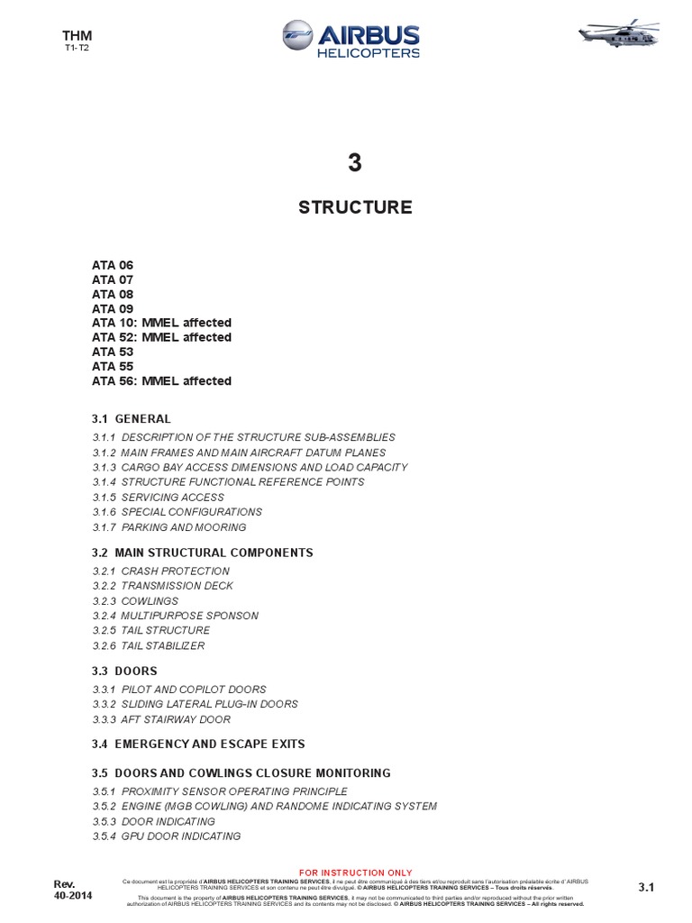 Structure: ATA 06 ATA 07 ATA 08 ATA 09 ATA 10: MMEL Affected ATA 52 ...
