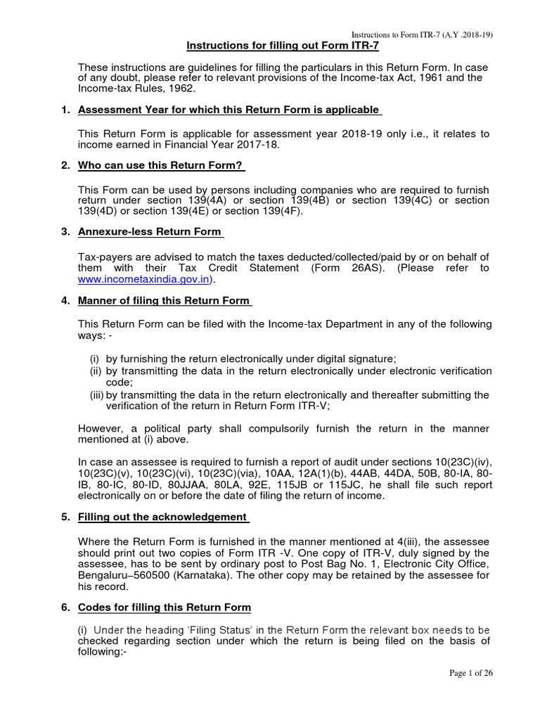 Guidelines for Completing Form ITR-7: A Comprehensive Breakdown of the ...