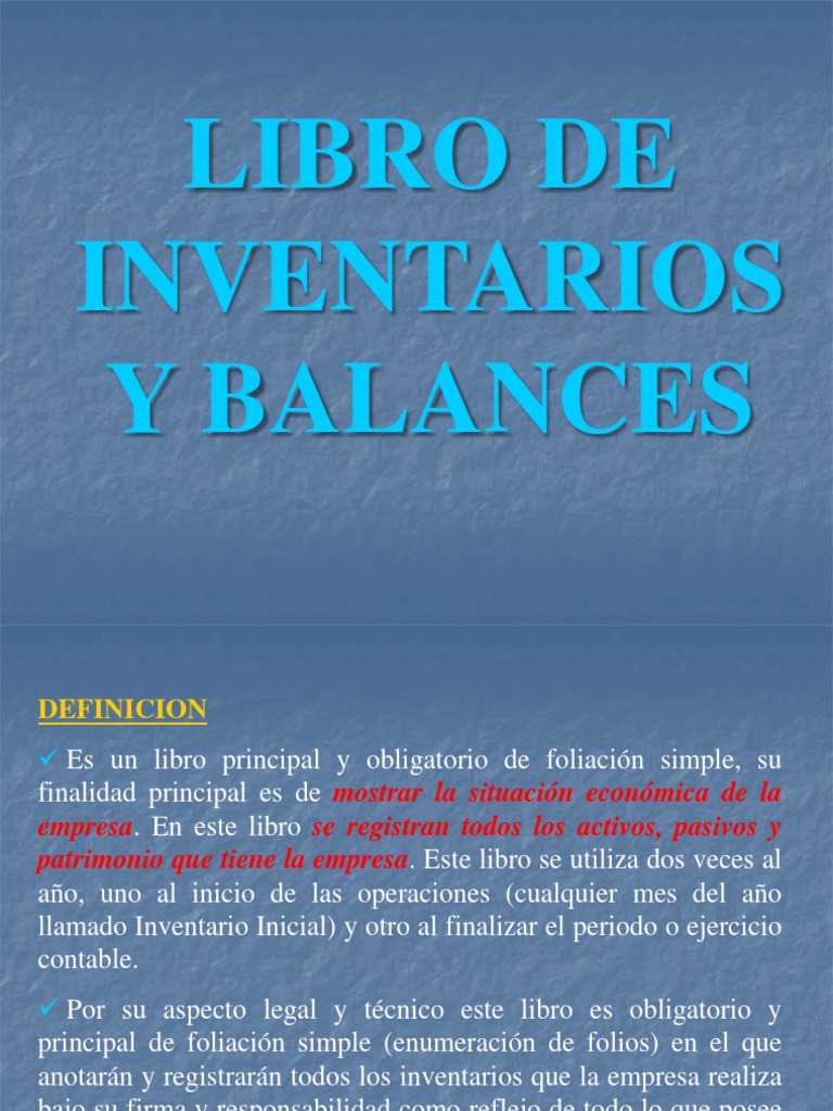 Libro de Inventario y Balance | PDF | Contabilidad | Hoja de balance