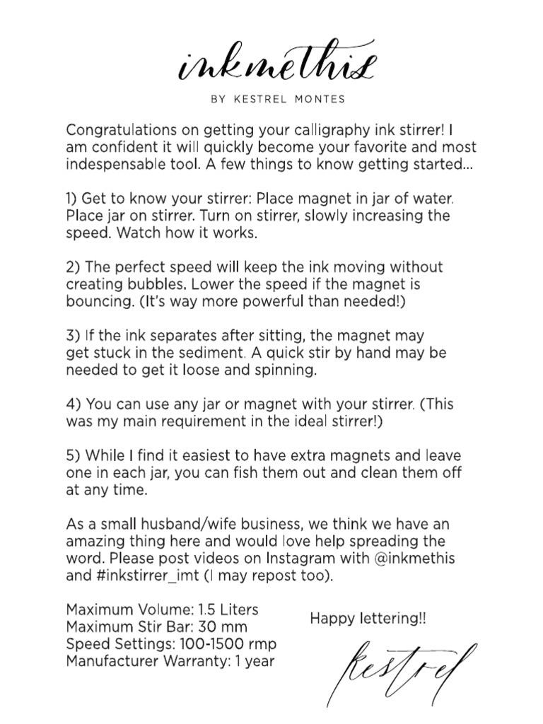 Ink Stirrer Instructions PDF | PDF