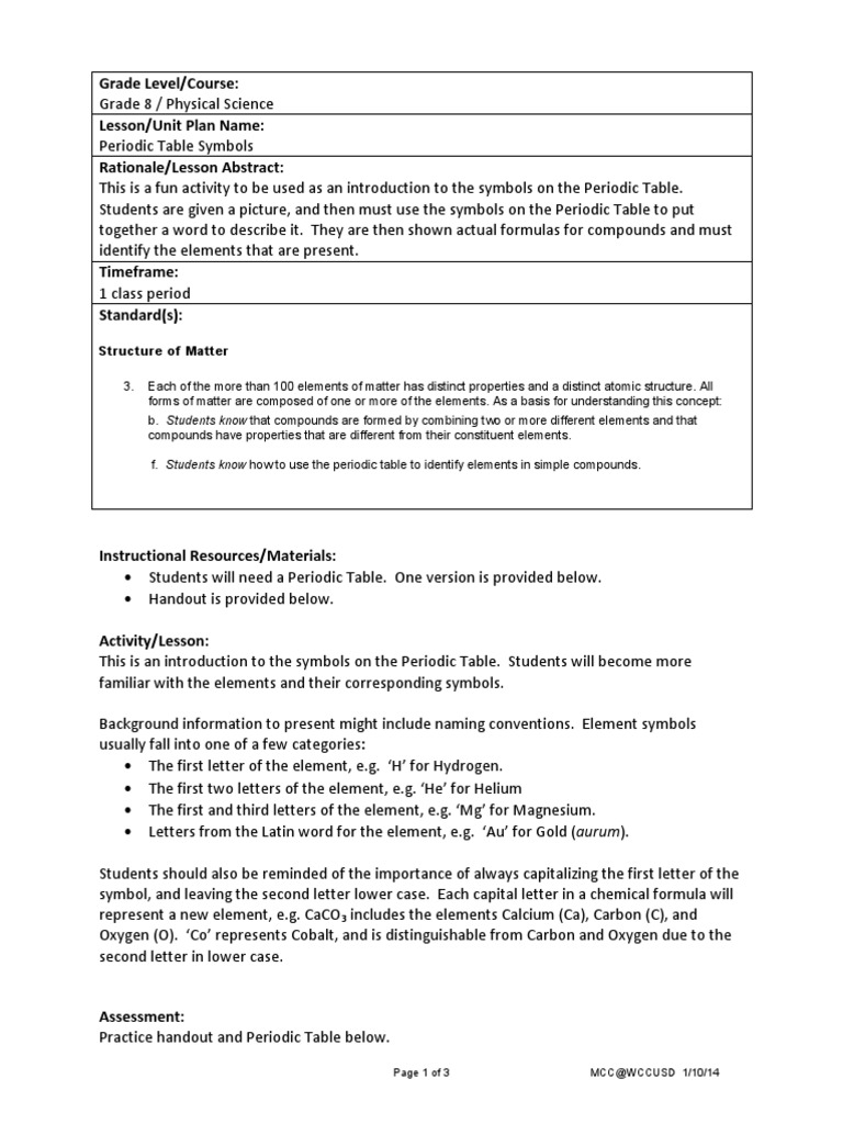 Grade Level/Course: Lesson/Unit Plan Name: Rationale/Lesson Abstract ...
