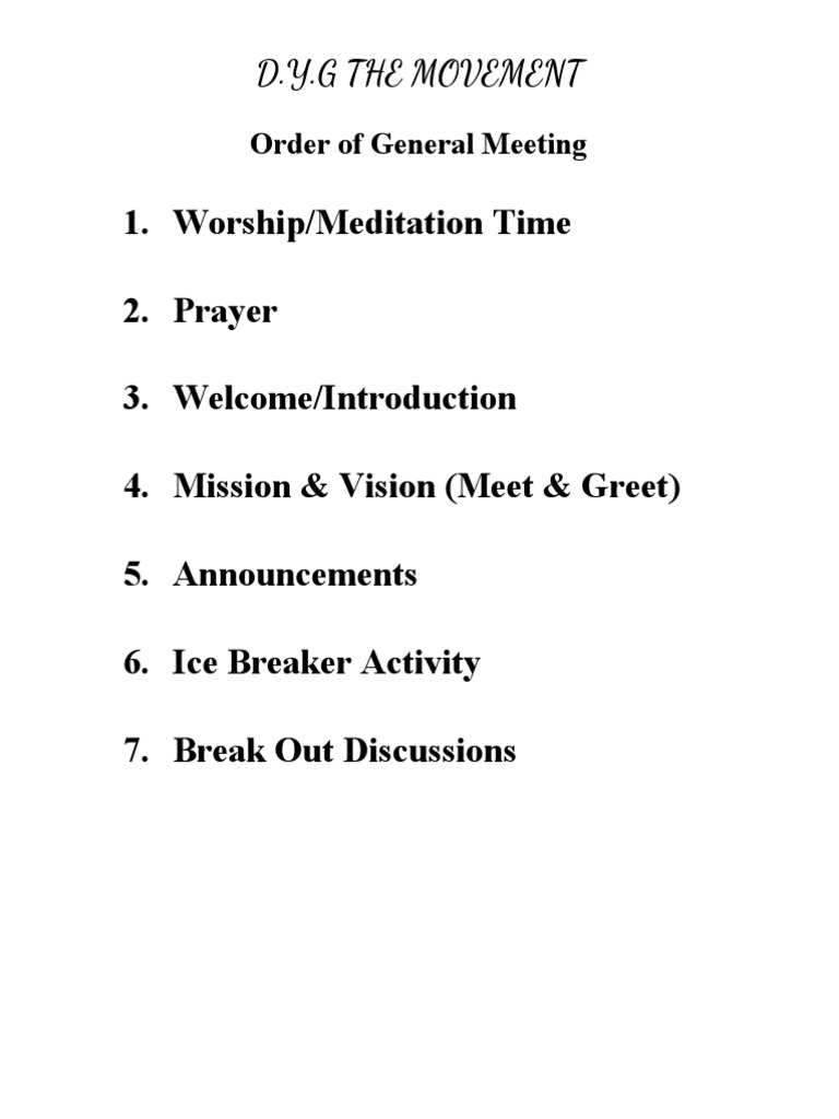 Order of Meeting PDF | PDF