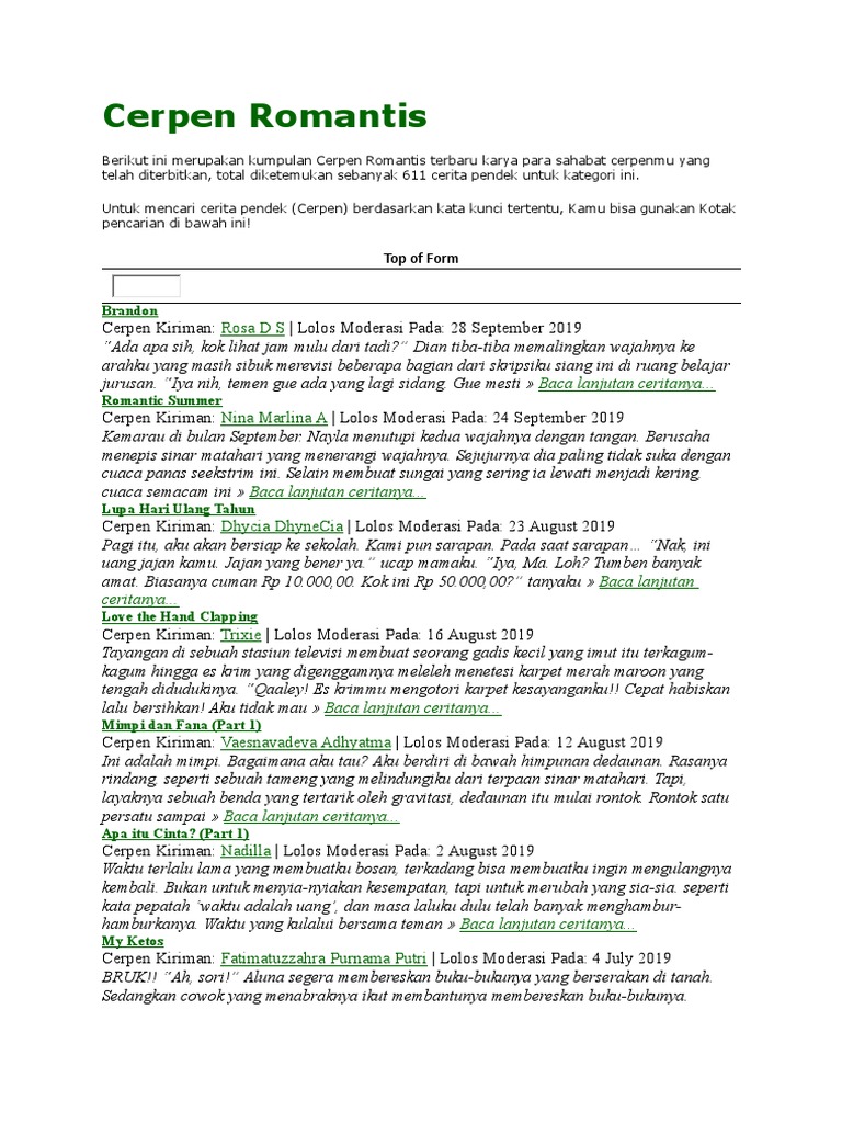Cerpen Romantis | PDF