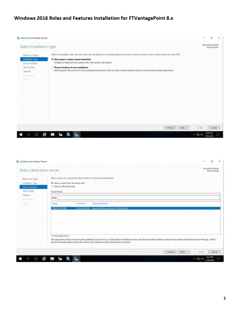 Windows 2016 Server Roles and Features | PDF