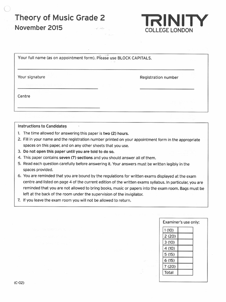 Grade 2 Theory Nov 15 Past Question | PDF