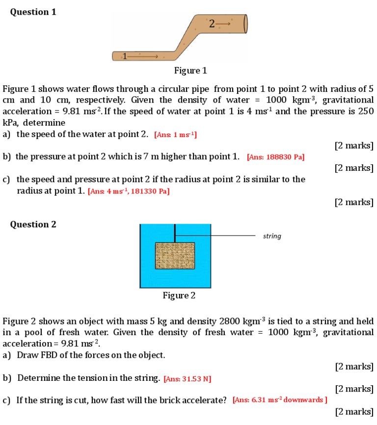 Fluid Dynamics and Buoyancy Forces: Calculating Velocities, Pressures ...
