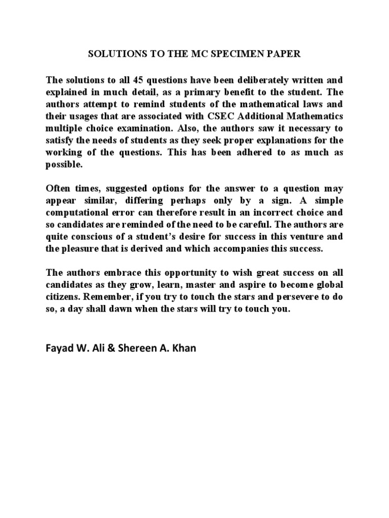 CSEC ADD Maths SPECIMEN PAPER 1 PDF | PDF | Trigonometric Functions ...