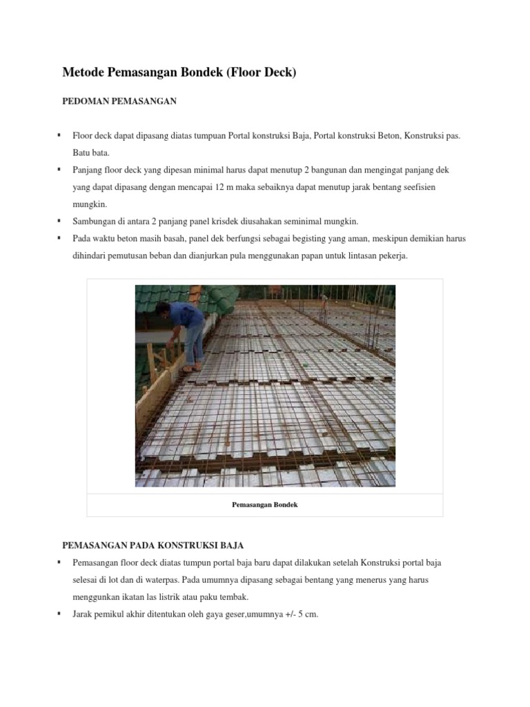 Metode Pemasangan Bondek | PDF