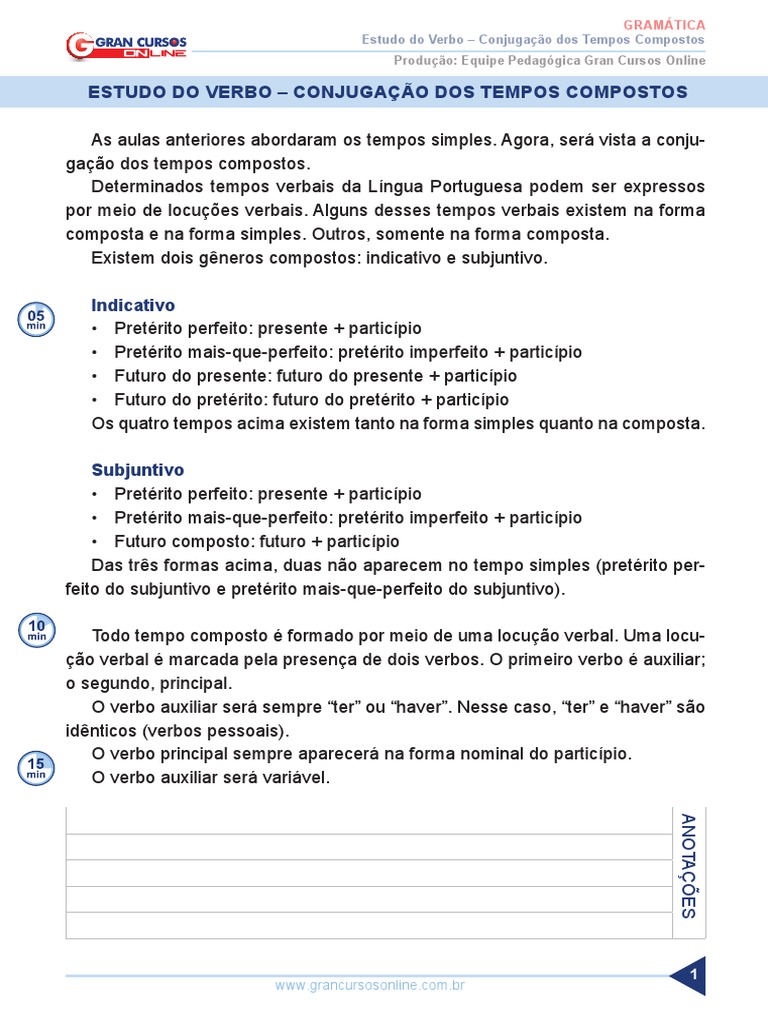 Estudo do Verbo – Conjugação dos Tempos Compostos | Semiótica ...