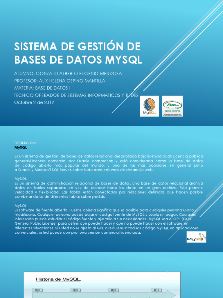Sistema de Gestión de Bases de Datos Mysql | PDF | Mi sql | Software libre