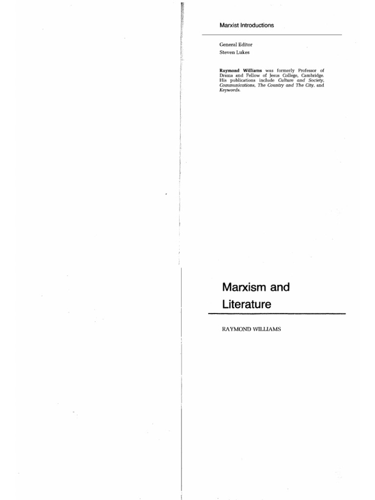 Raymond Williams - Marxism and Literature PDF | PDF