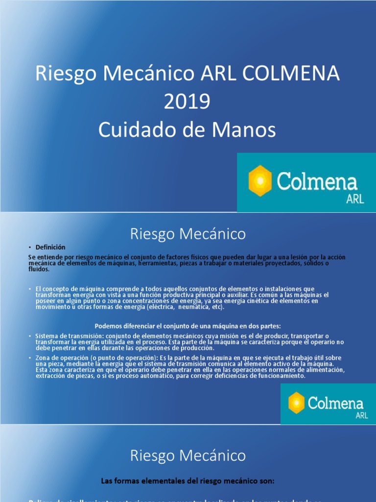 Riesgo Mecanico ARL COLMENA | PDF | Especialidades Medicas | Medicina CLINICA