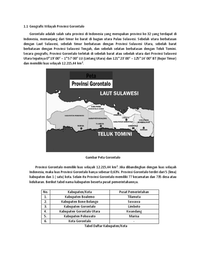 Geografis Wilayah Provinsi Gorontalo | PDF