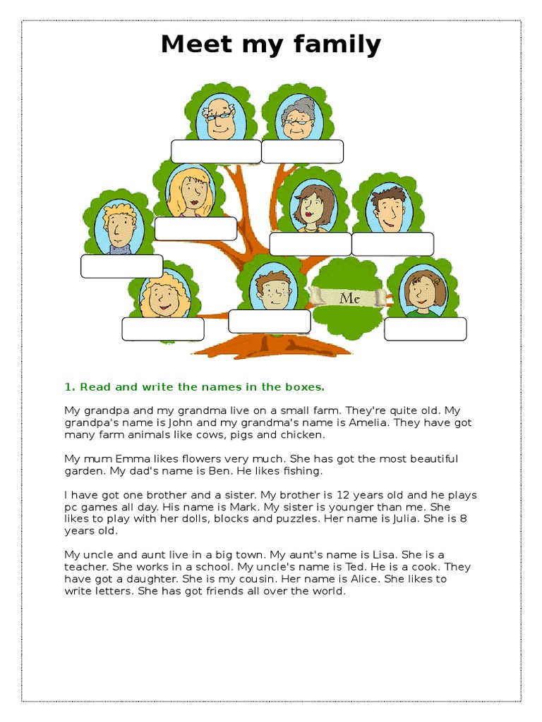 Family Reading Comprehension Activity | PDF
