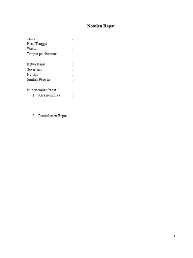 Form Notulen Rapat | PDF