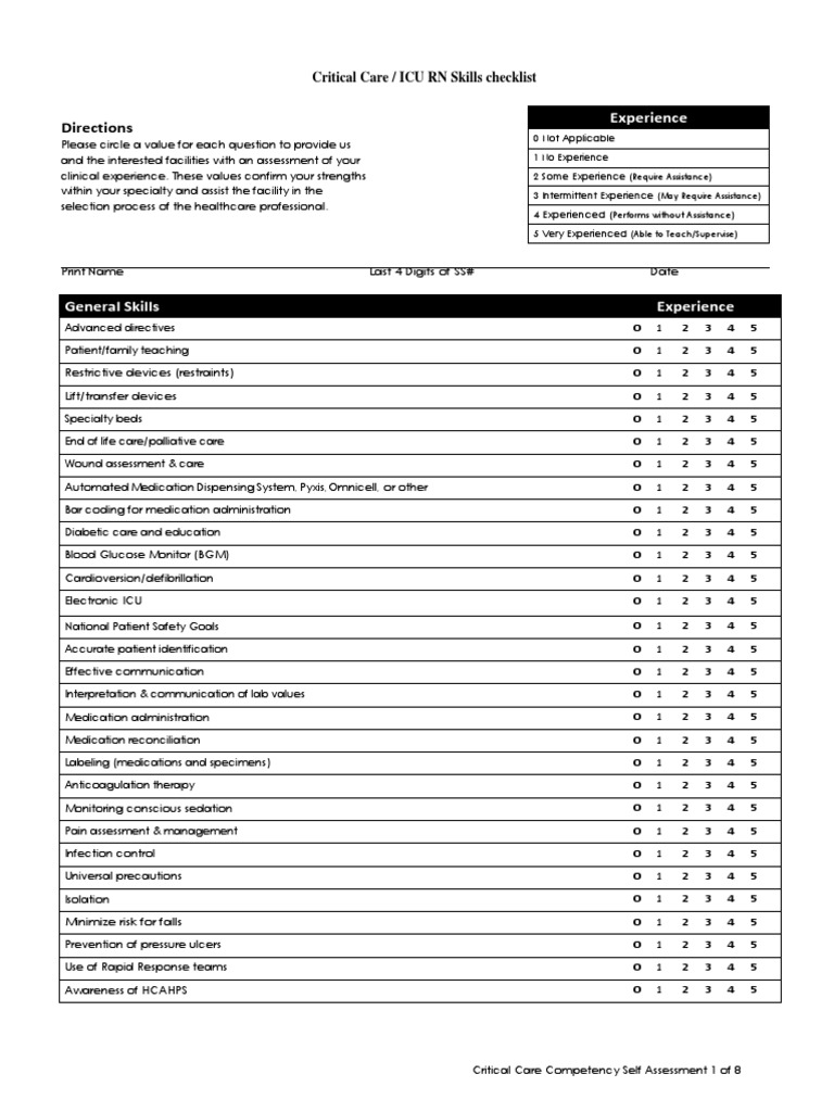 CriticalCare - ICU Skills Checklist | PDF | Medical Specialties ...