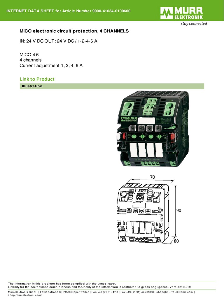 IN: 24 V DC OUT: 24 V DC / 1-2-4-6 A MICO 4.6 4 Channels Current ...
