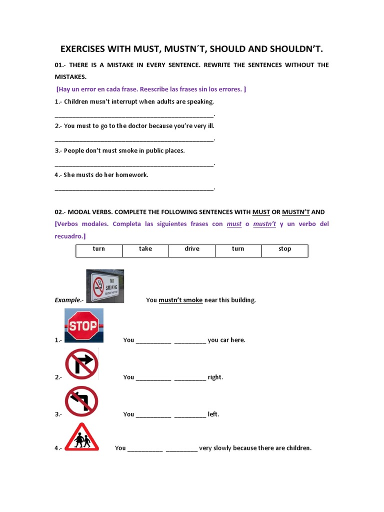 Exercises With Must, Mustn T, Should and Shouldn'T | PDF