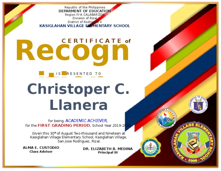 Academic Achiever Certificate 2019-2020 | PDF