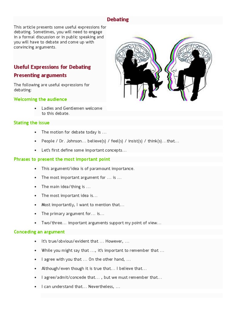 Useful Debate Expressions | PDF | Epistemology