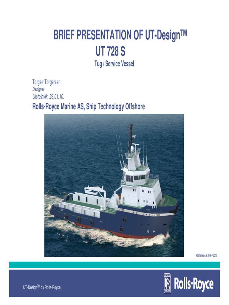 UT 728 S Tug/Service Vessel Specs | PDF | Tugboat | Ships