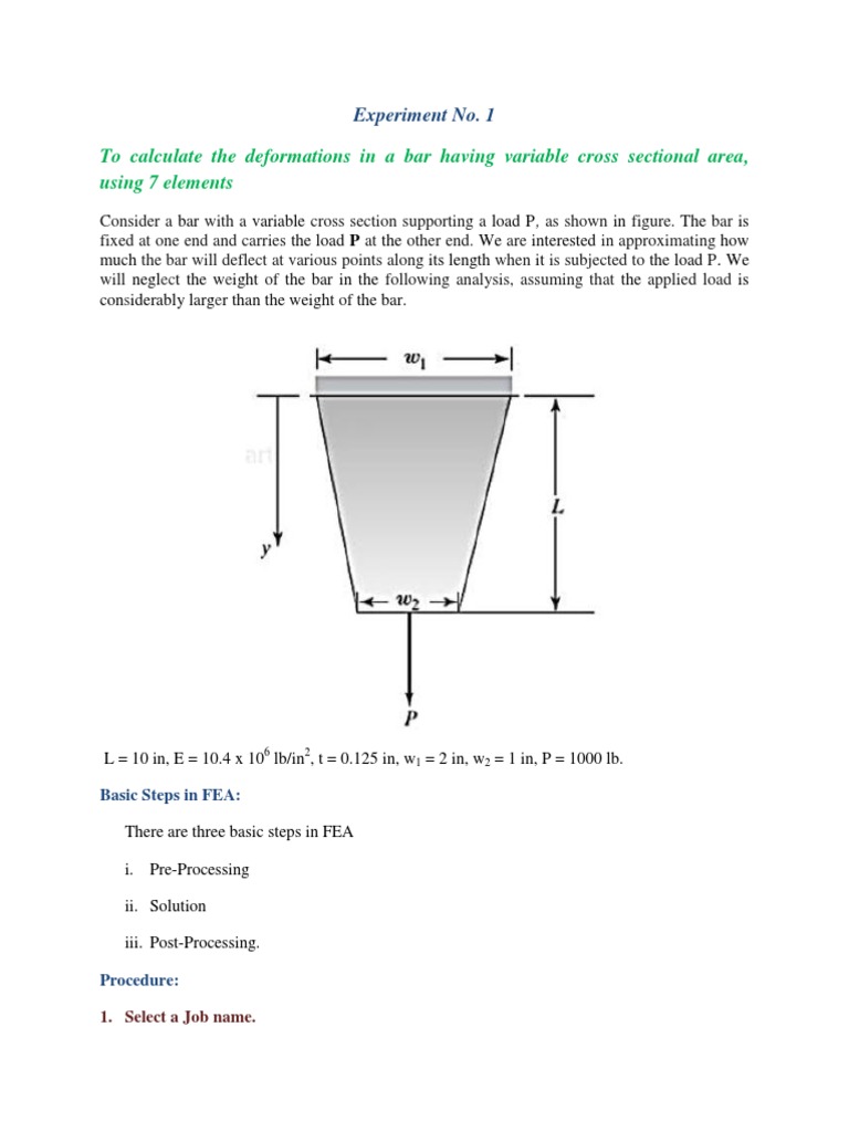 Finite Element Analysis Lab Manual | PDF