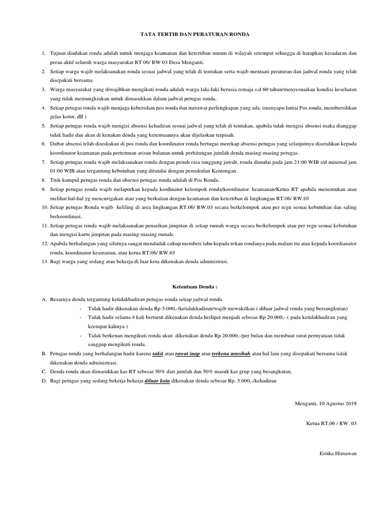 Tata Tertib Dan Peraturan Ronda A3 | PDF