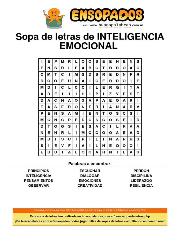 Sopa de Letras de Inteligencia Emocional