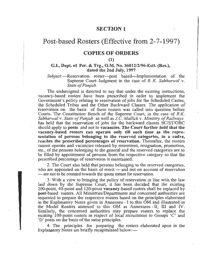 PostBasedRosters Order DOPT 1997 | PDF