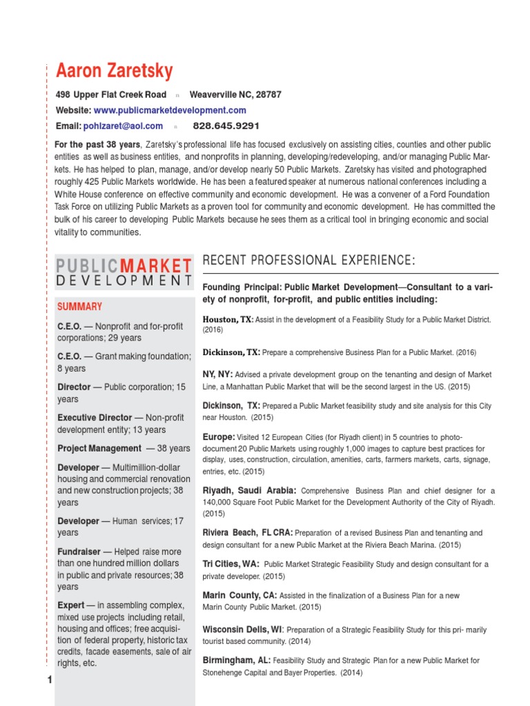 Aaron Zaretsky: Market | PDF | Chief Executive Officer | North Carolina