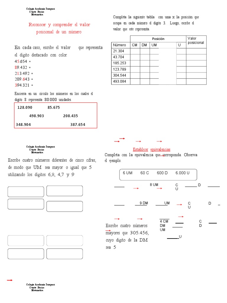 Actividades de Valor Posicional para Niños | PDF | Notación Matemática ...