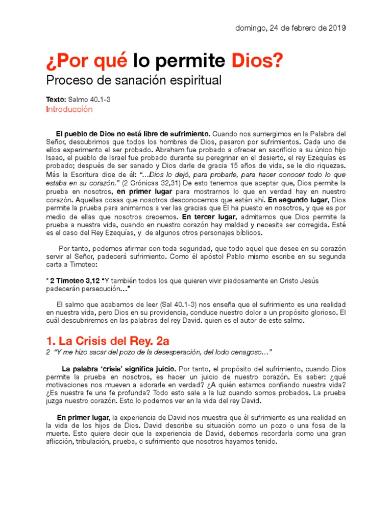 ¿Por Qué Lo Permite Dios? Proceso | PDF | Fe | David