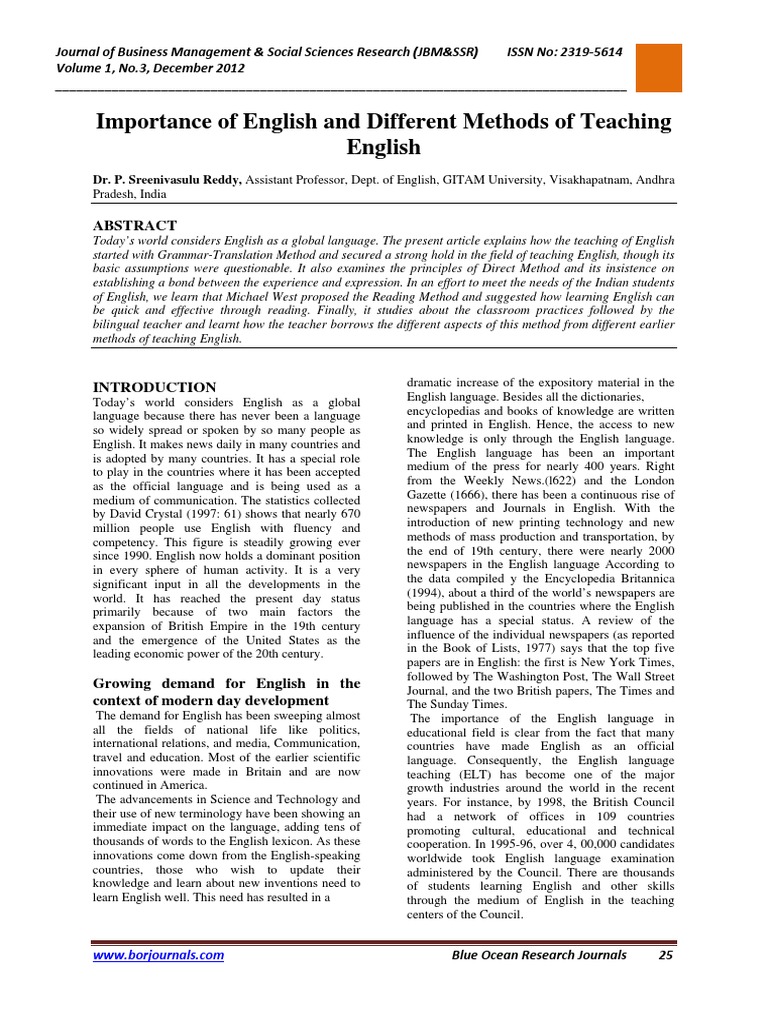 Importance of English and Different Methods of Teaching English | PDF ...