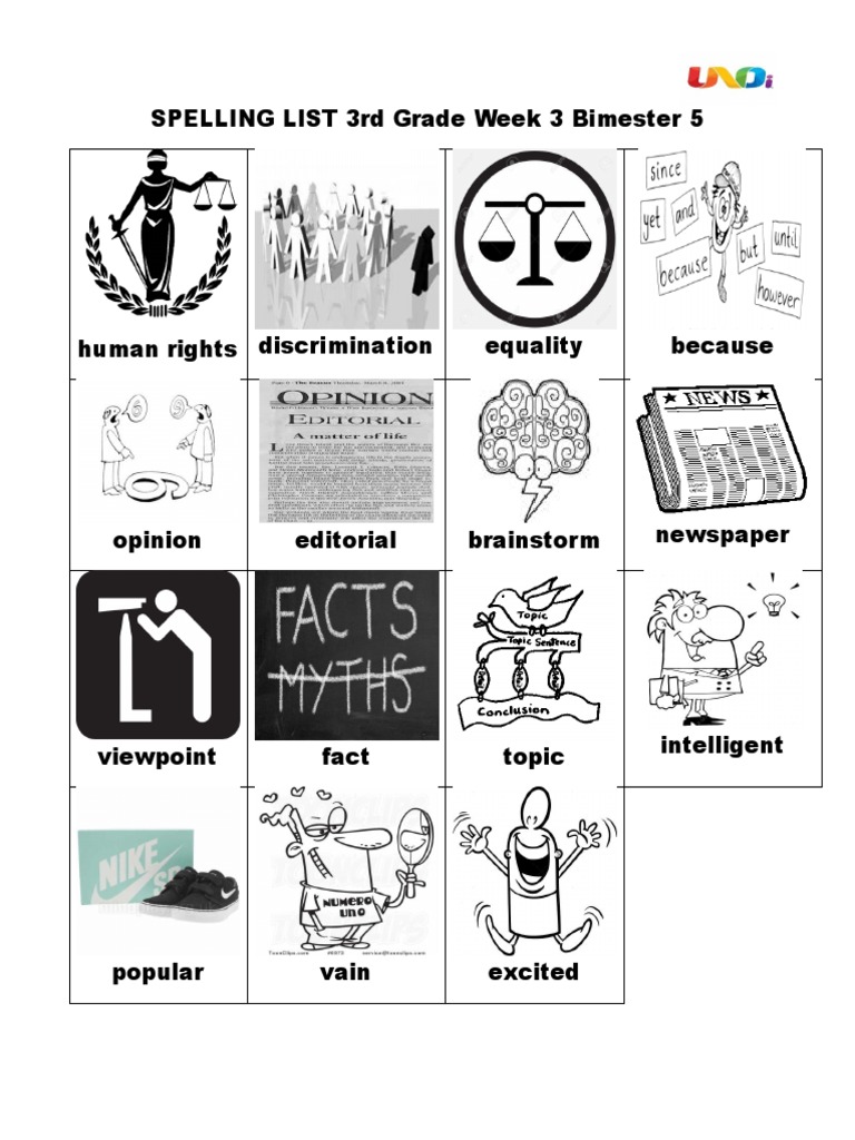 Spelling List 3Rd Grade Week 3 Bimester 5 | PDF