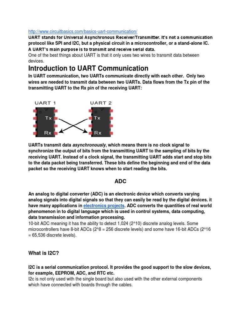 Introduction To UART Communication: What Is I2C? | PDF | Timer | Analog ...