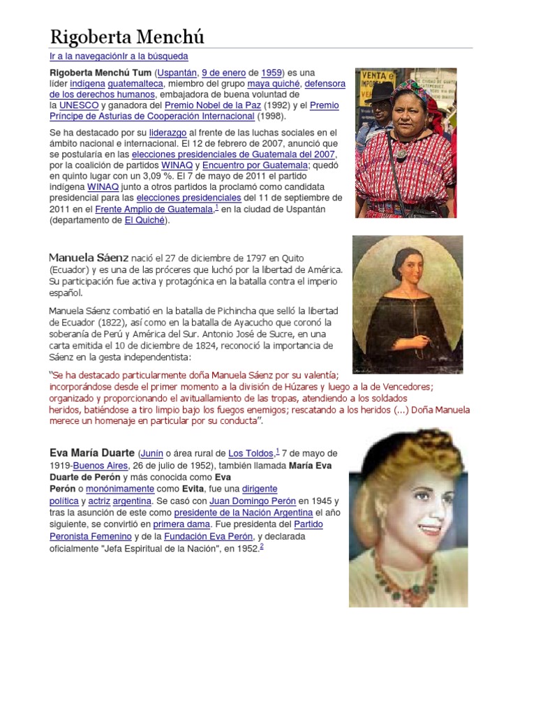 10 Mujeres Destacadas de Guatemala | PDF | Agitación