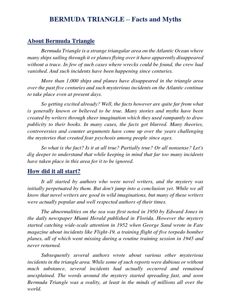BERMUDA TRIANGLE - Facts and Myths | PDF | Oceanography | Earth Sciences