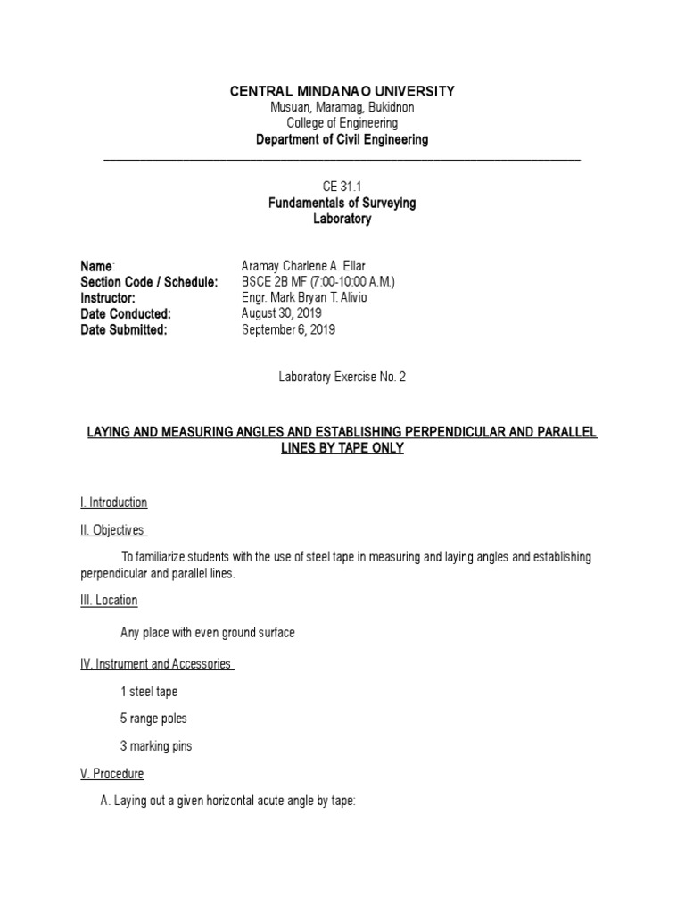 Lab Report Taping | PDF | Perpendicular | Angle